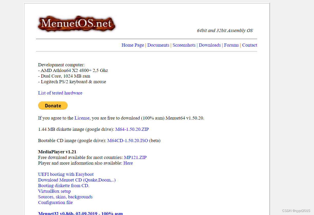 分享一个好玩的操作系统：大神编写超小的操作系统MenuetOS汇编语言编写_menuetos下载.iso-CSDN博客