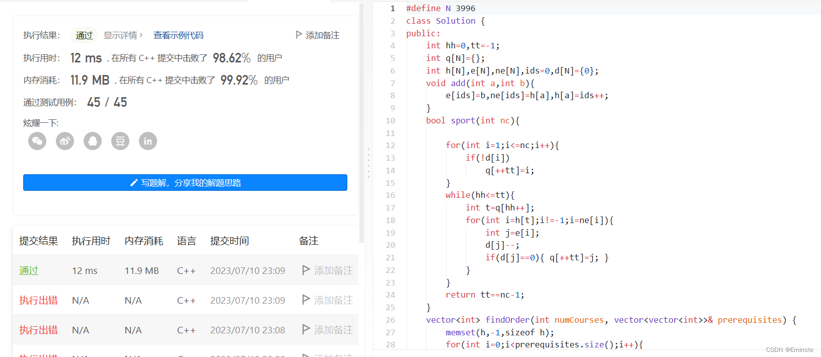 Leetcode210course Schedule Ii<课程表 Ii >210 Course Schedule Ii Csdn博客 0738