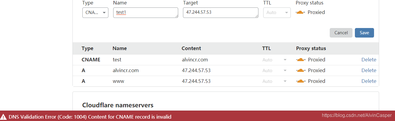 添加CNAME出现DNS Validation Error (Code: 1004)的原因及方法_dns validation error (code: 1004) content for ...