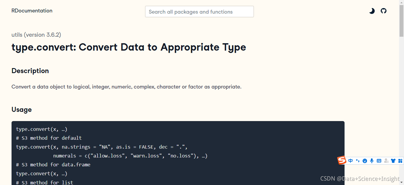 R语言type.convert函数函数将当前向量从原来的类(class)转换为最合适的新类（character to integer、向量内容是数值）、（character to factor ...