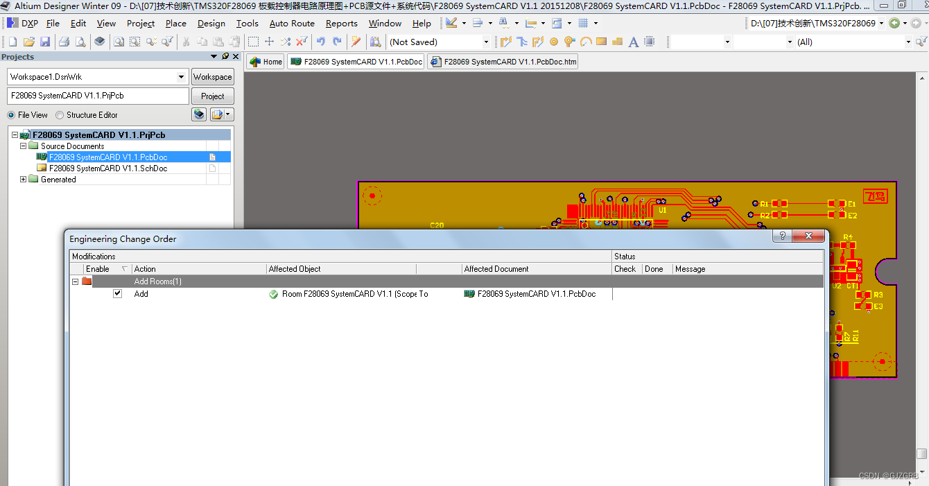 基于tms320f28069 设计systemcard应用dsp硬件控制板(原理图pcb)工程文件,ad09设计的工程文件f28069的文件 Csdn博客