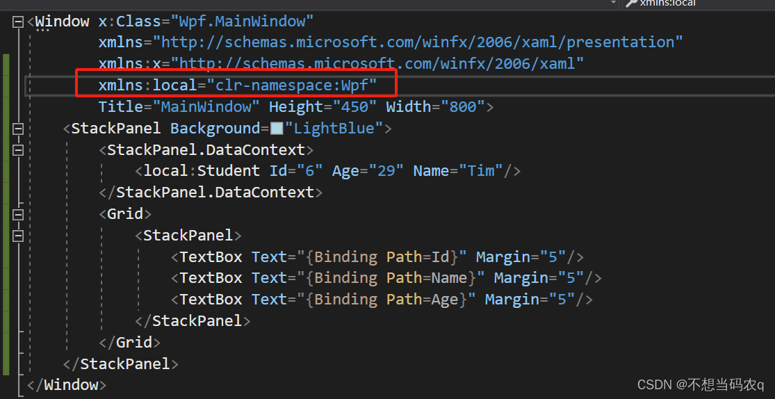 DataBinding学习之如何通过XAML来构建后台类对象？_wpf, databinding, 通过xaml初始化model-CSDN博客