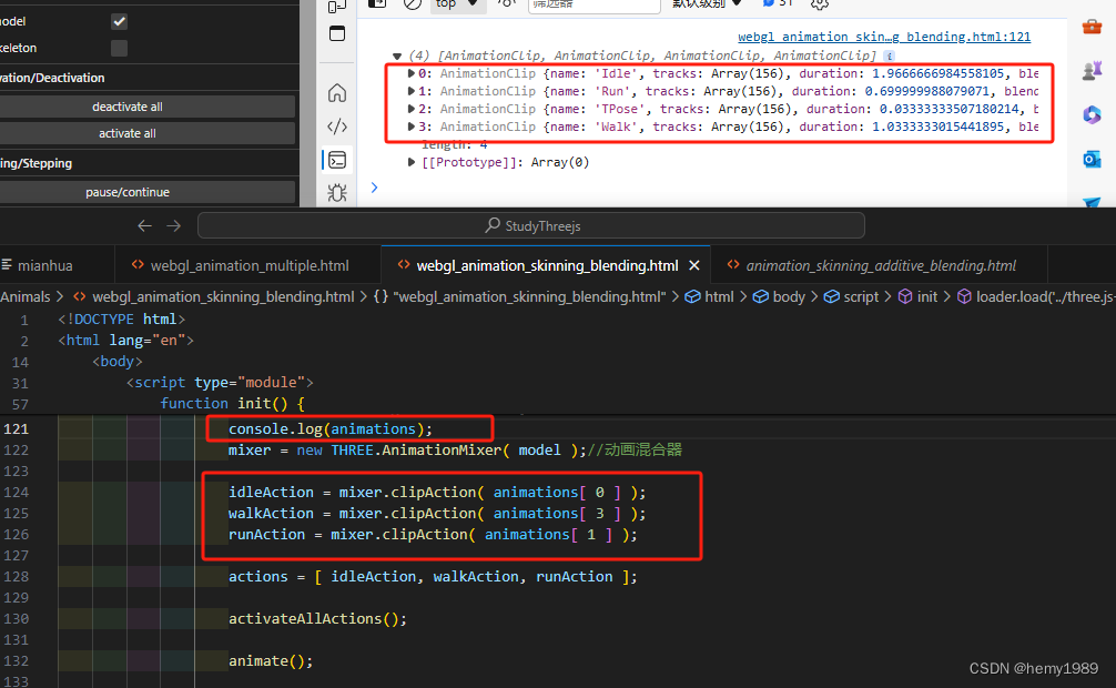 three.jss官方案例（animation / skinning / blending）webgl_animation_skinning_blending.html学习记录_threejs ...