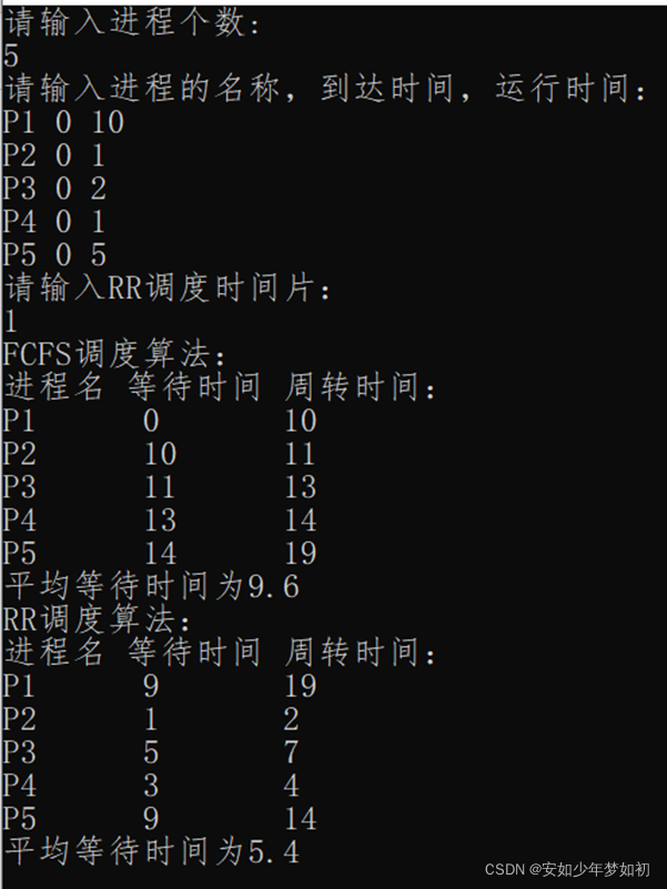 操作系统 第四次实验1 实现先来先服务调度算法中的任意一种算法。 2 通过输入一组进程序列计算出在 Csdn博客