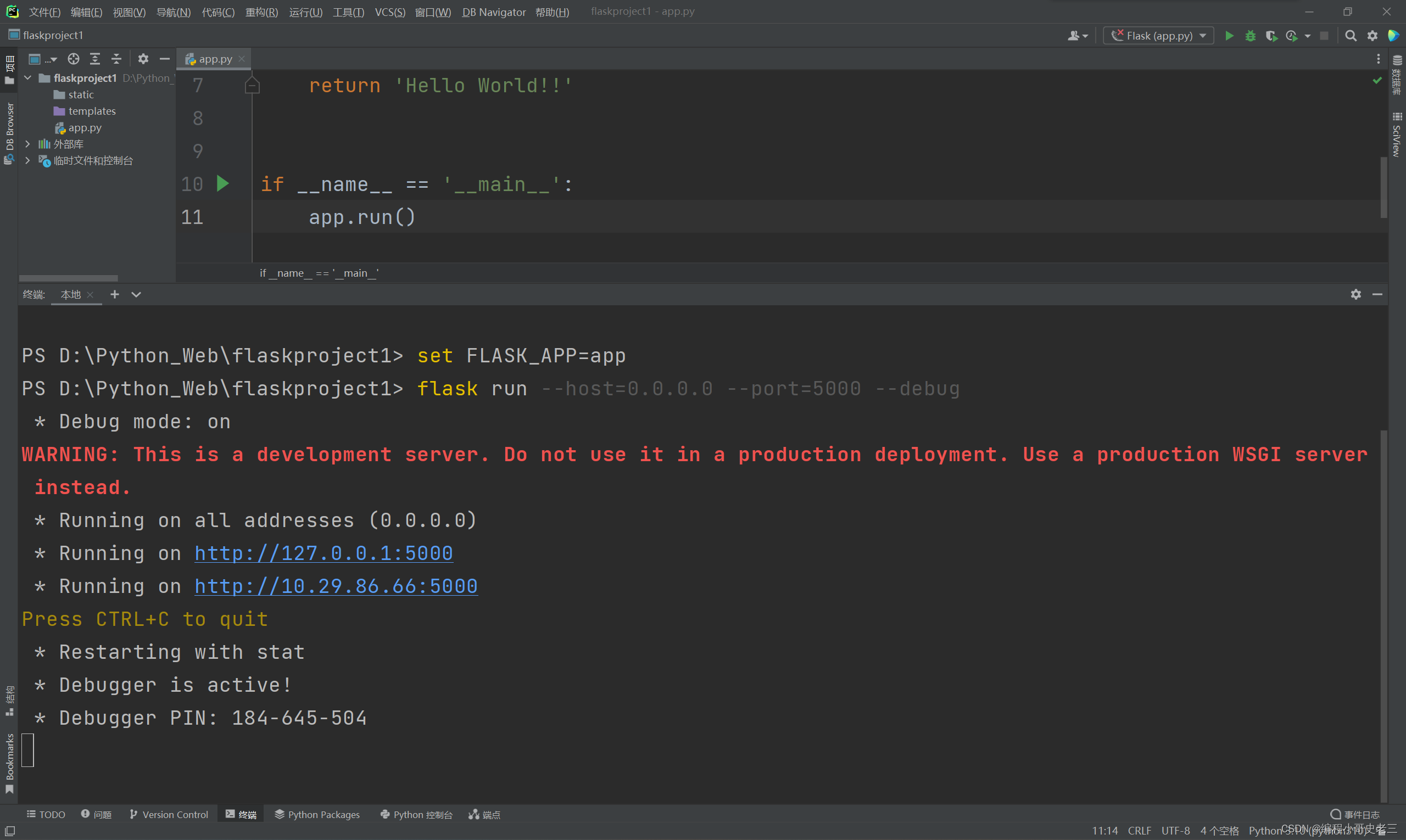 Pycharm专业版创建flask无法配置debug，host，port等_pycharm 2024 flask debug-CSDN博客