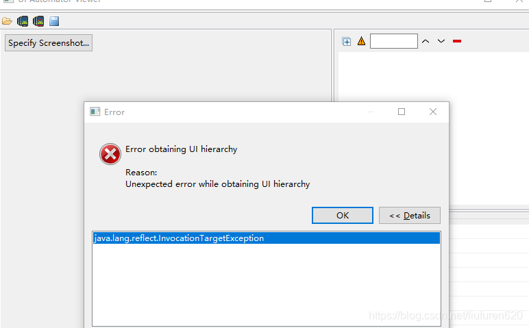 appium uiautomatorviewer.bat 工具报错：Unexpected error while obtaining UI hierarchy_ui hierchary ...
