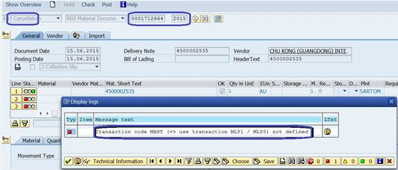 SAP MIGO to Cancel Material Doc., Error Msg - Transaction code MBST not defined.-CSDN博客