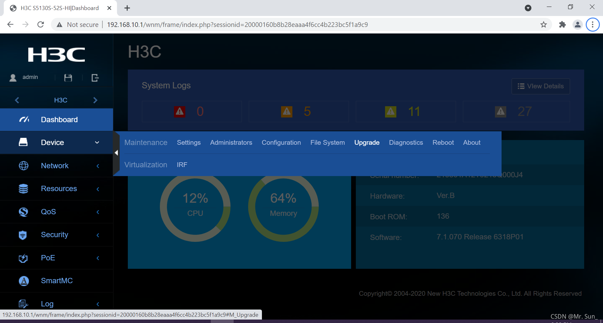 H3C交换机版本升级（图形化）_web界面h3c s5000v5系列交换机如何升级-CSDN博客