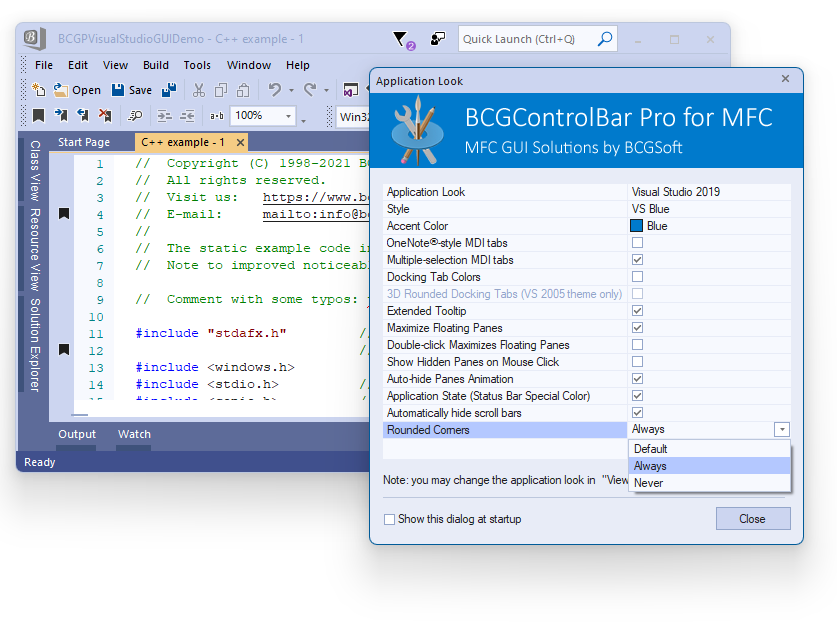 MFC界面库BCGControlBar v32.1 - 支持Visual Studio 2022_bcgcontrolbar30 full source-CSDN博客