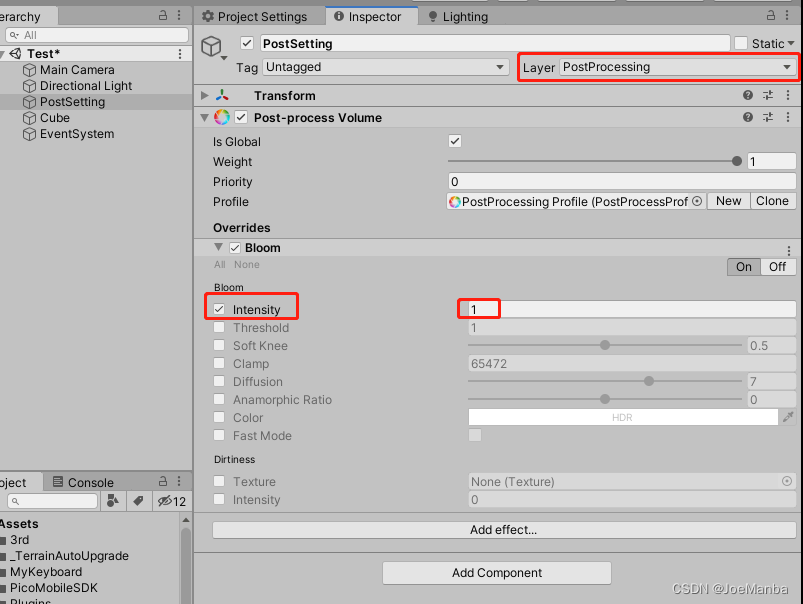 Unity中使用Post Processing 开自发光效果_unity自发光材质怎么亮起来-CSDN博客