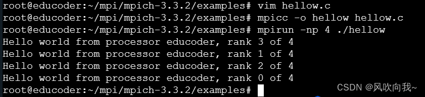头歌平台-云计算与大数据技术应用-MPI安装及配置；使用MPI运行“Hello World”；消息传递程序；乒乓程序；环程序；求Π值_头歌警务大数据之交换配置-CSDN博客