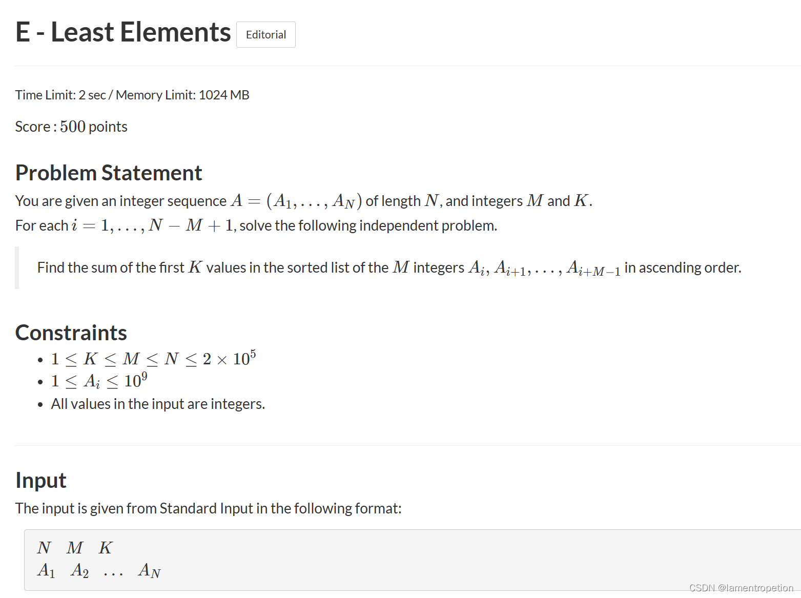 对顶堆模板！！【DS对顶堆】ABC281 E - Least Elements_对顶堆的板子-CSDN博客