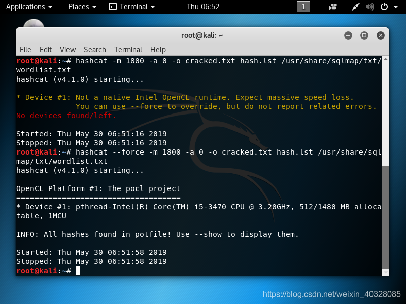 hashcat 使用_not a native intel opencl runtime. expect massive -CSDN博客