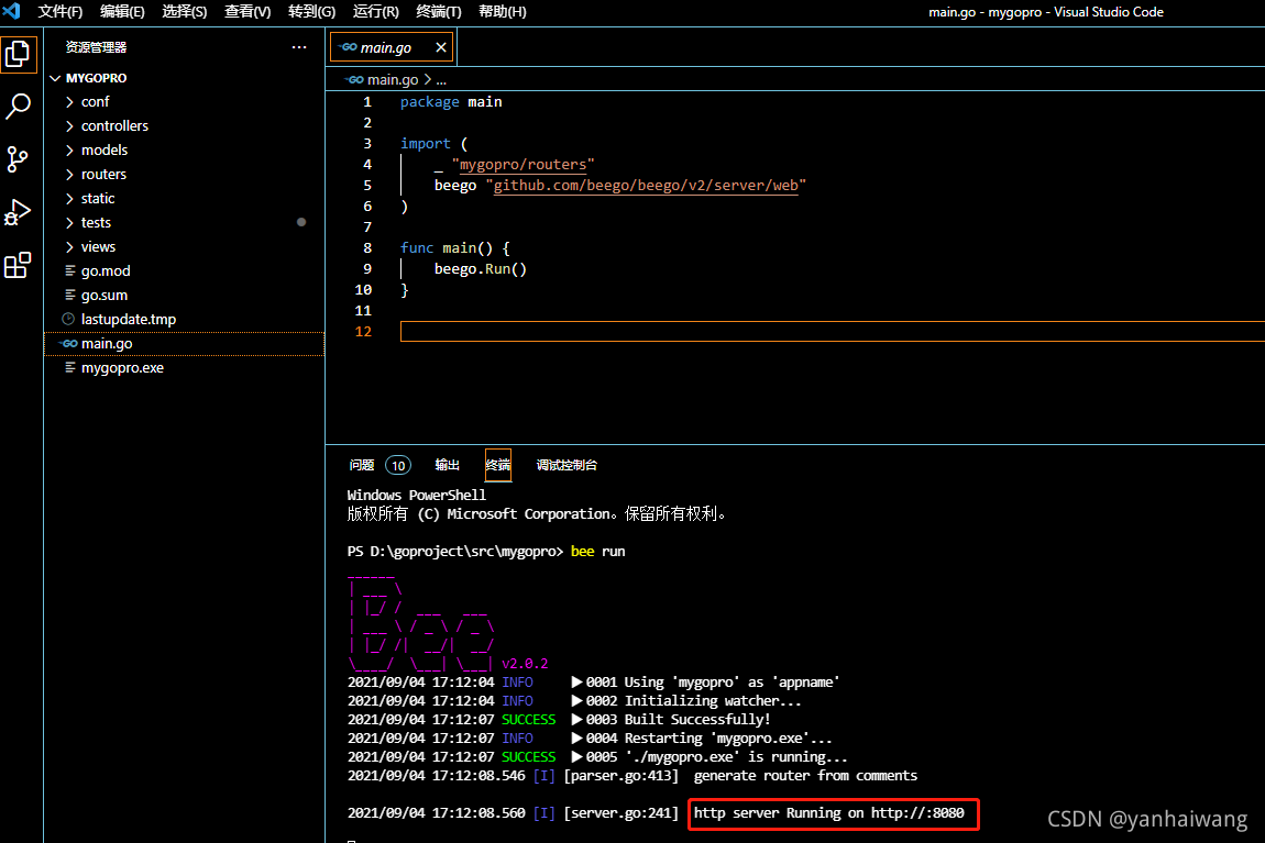 Win10+Golang1.17+Beego v2+VS code开发环境配置_vscode配置beego-CSDN博客