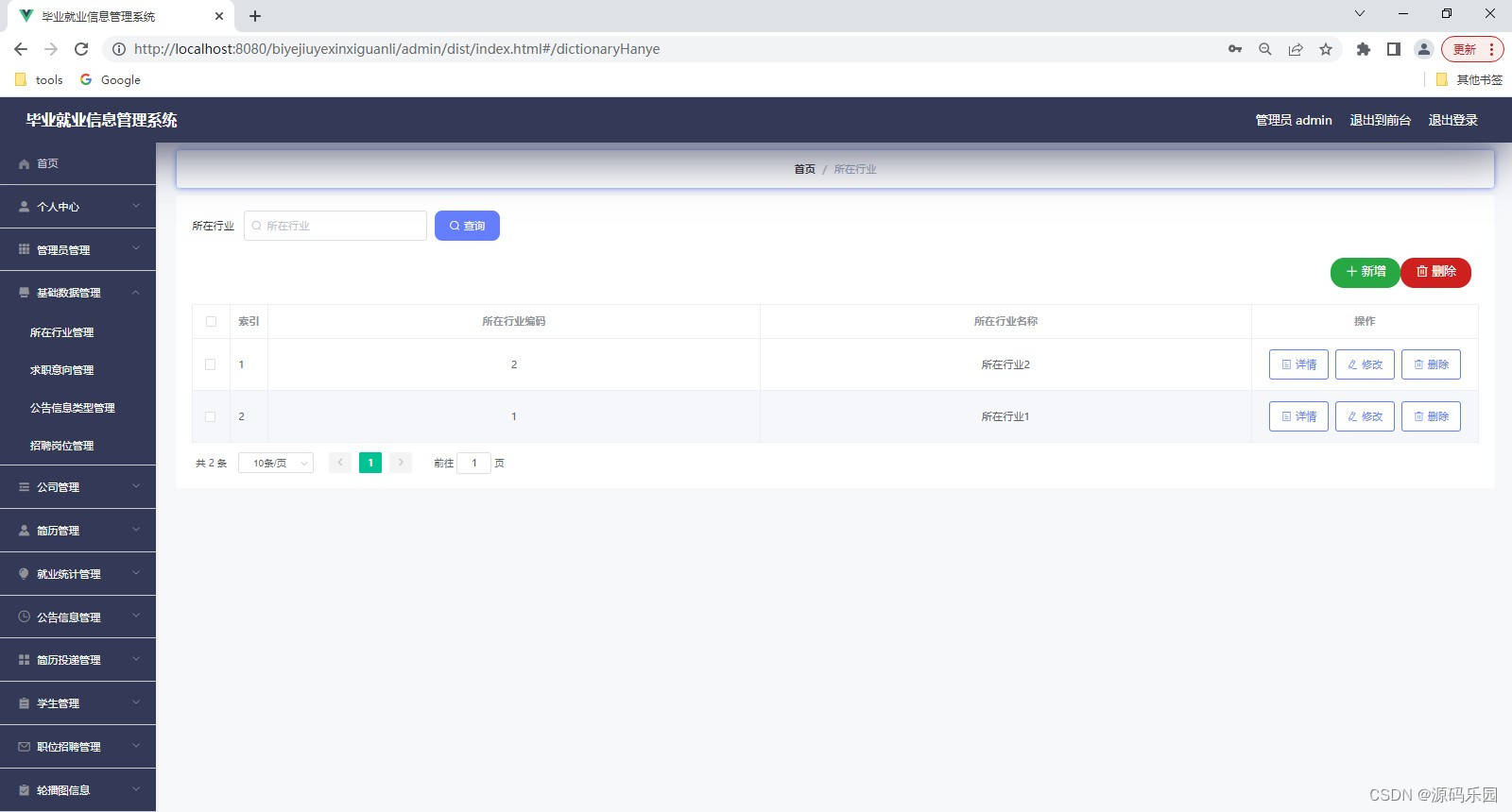 基于springbootvue前后端分离的毕业就业信息管理系统的设计与实现附论文前后端分离springvue网站毕设论文 Csdn博客