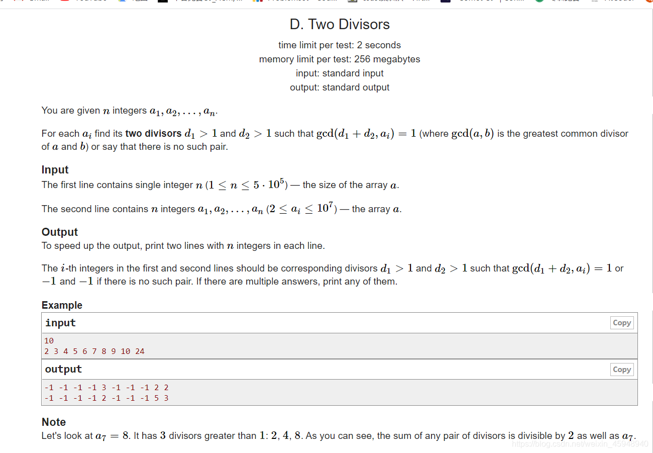 codeforces 1366D Two Divisors（数论）_two divisors c++题目-CSDN博客