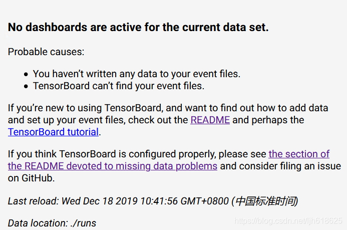 pytorch 使用tensorboard之出现No dashboards are active for the current data set._pytorch no dashboards ...