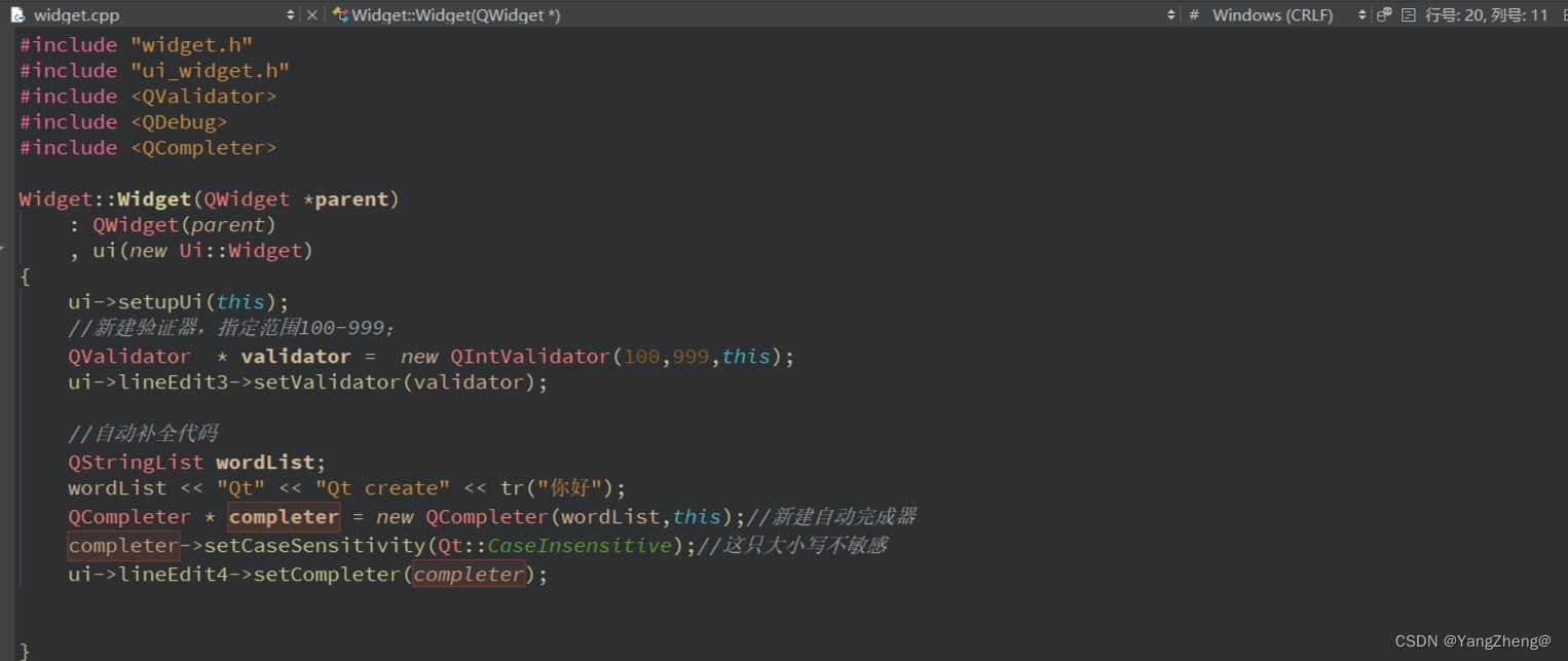 QLineEdit验证器和自动补全代码_qt的leditline校验器-CSDN博客