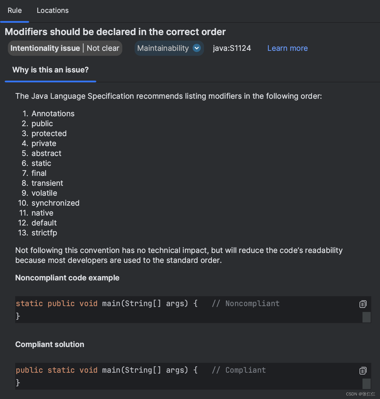 Java修饰符排列规范，一个不常使用但有必要注意的小细节_java中 修饰符顺序有什么意义吗-CSDN博客