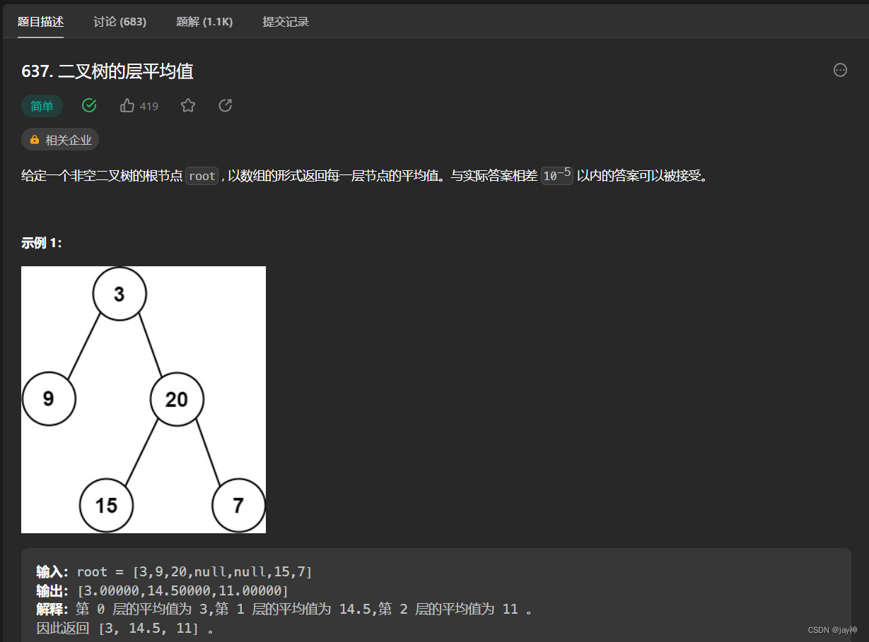 leetcode 637. 二叉树的层平均值-CSDN博客