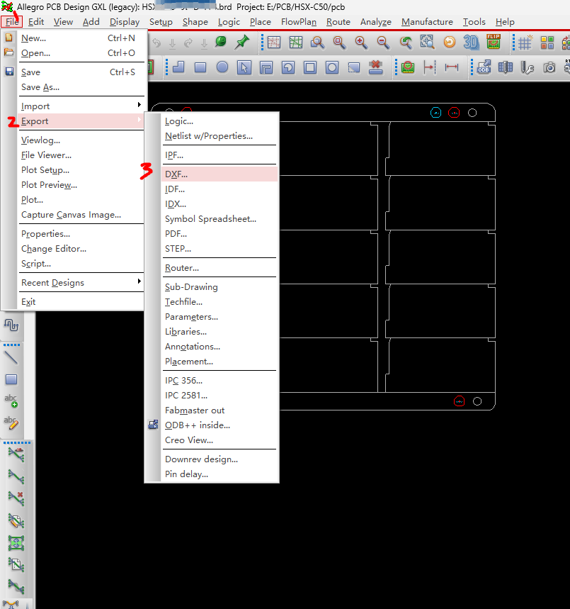 如何在画好的Allegro PCB Design软件中导出DXF文件？_allegro导出dxf-CSDN博客