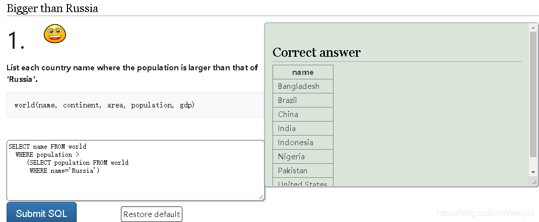 sqlzoo SELECT within SELECT Tutorial练习答案-CSDN博客