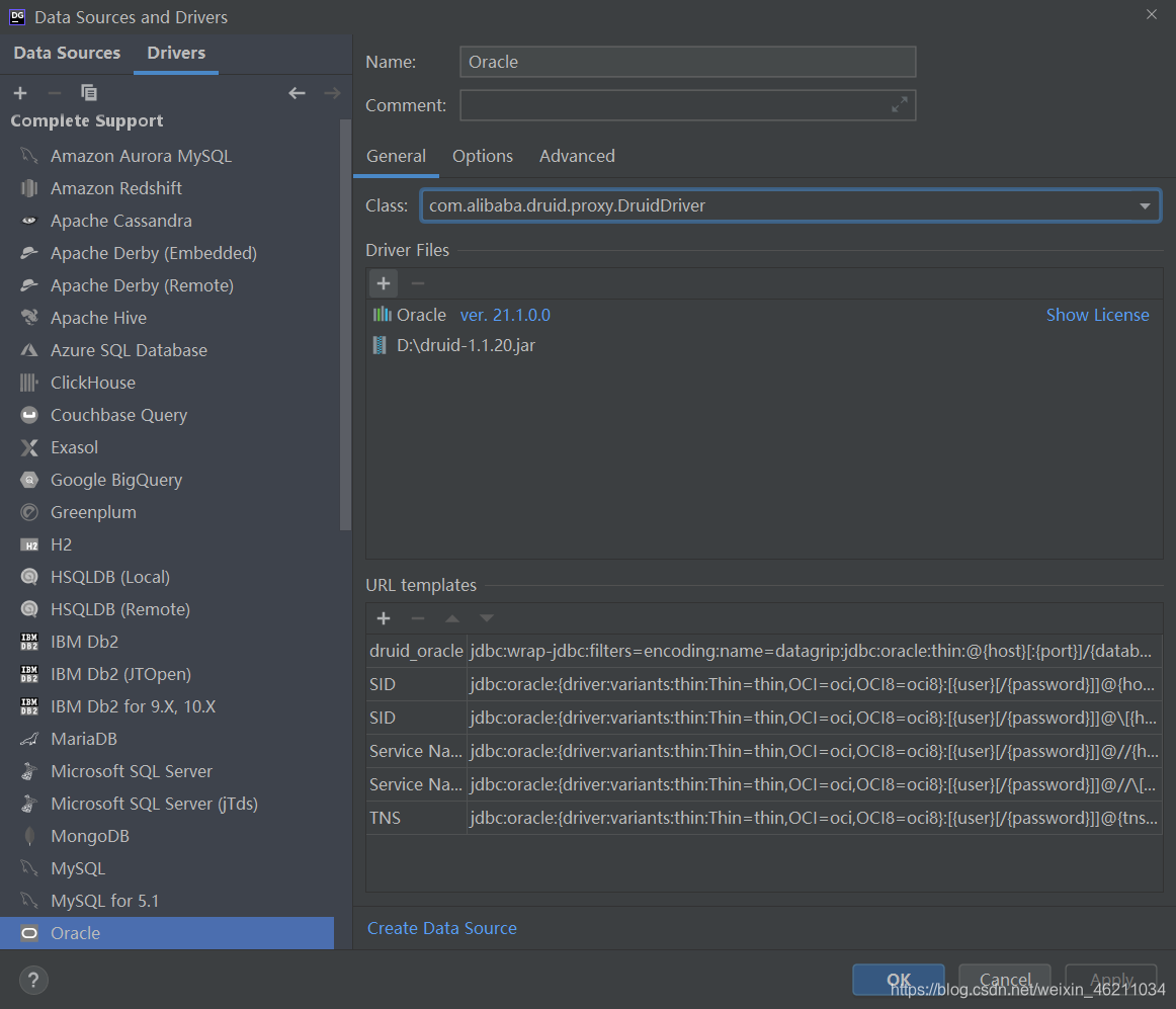 datagrip添加druid驱动解决Oracle乱码_jdbc:wrap-jdbc:-CSDN博客