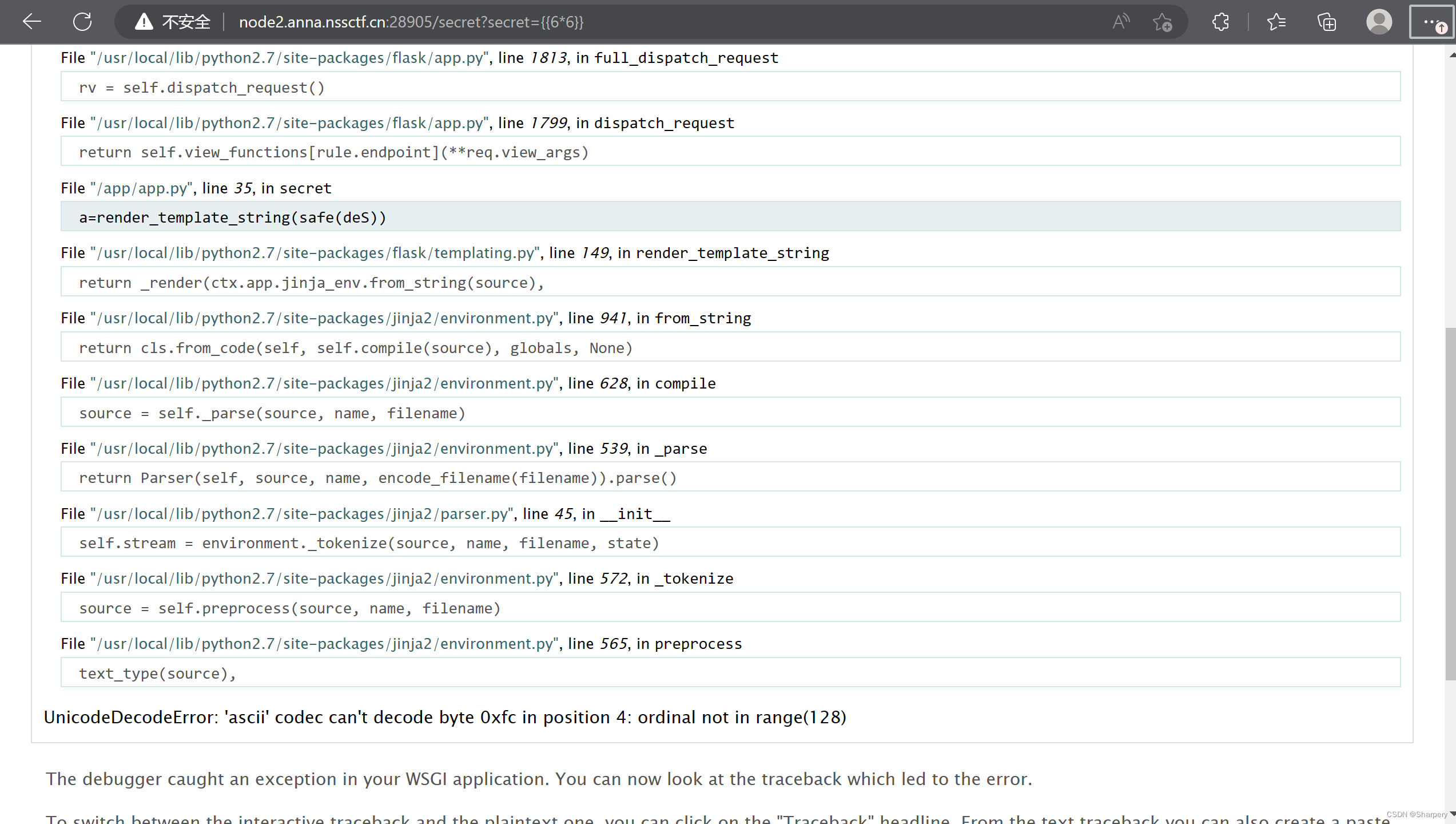 [NISACTF 2022]is secret------Flask下的SSTI-CSDN博客
