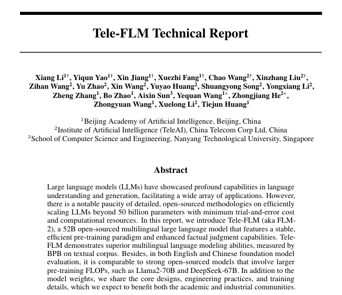 Tele-FLM：全球首个低碳高性能大模型 现已全面开源_电碳模型-CSDN博客
