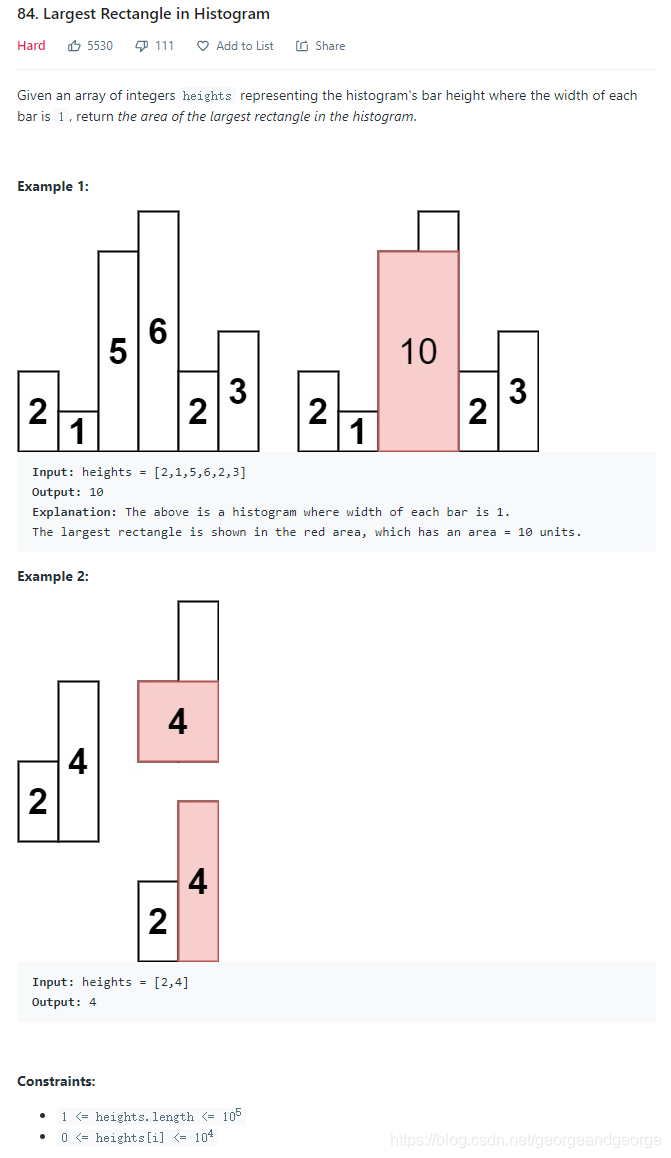 Leetcode 84. Largest Rectangle in Histogram-CSDN博客