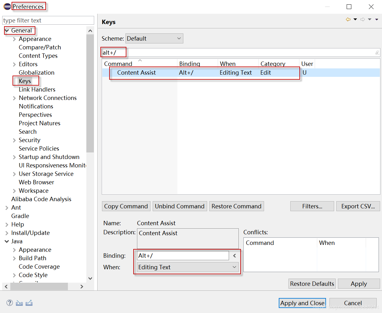 Eclipse中配置 alt +/的快捷键自动提示_eclipse alt自动关联方法-CSDN博客