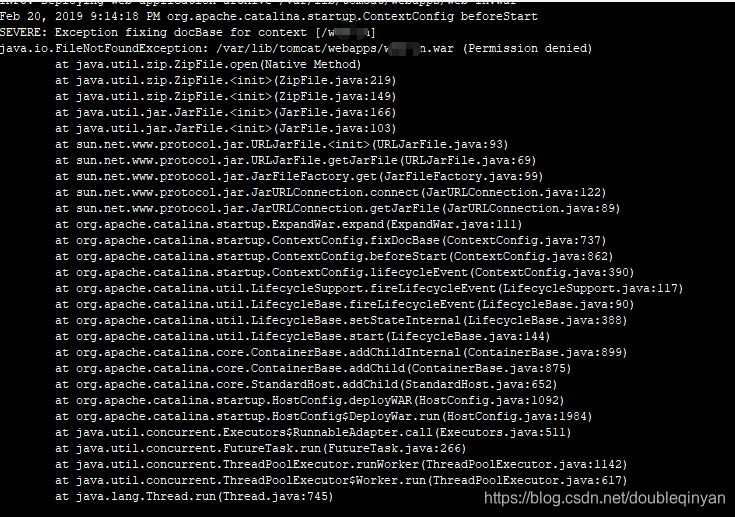 启动tomcat时，java.io.FileNotFoundException: /var/lib/tomcat/webapps/***.war (Permission denied ...