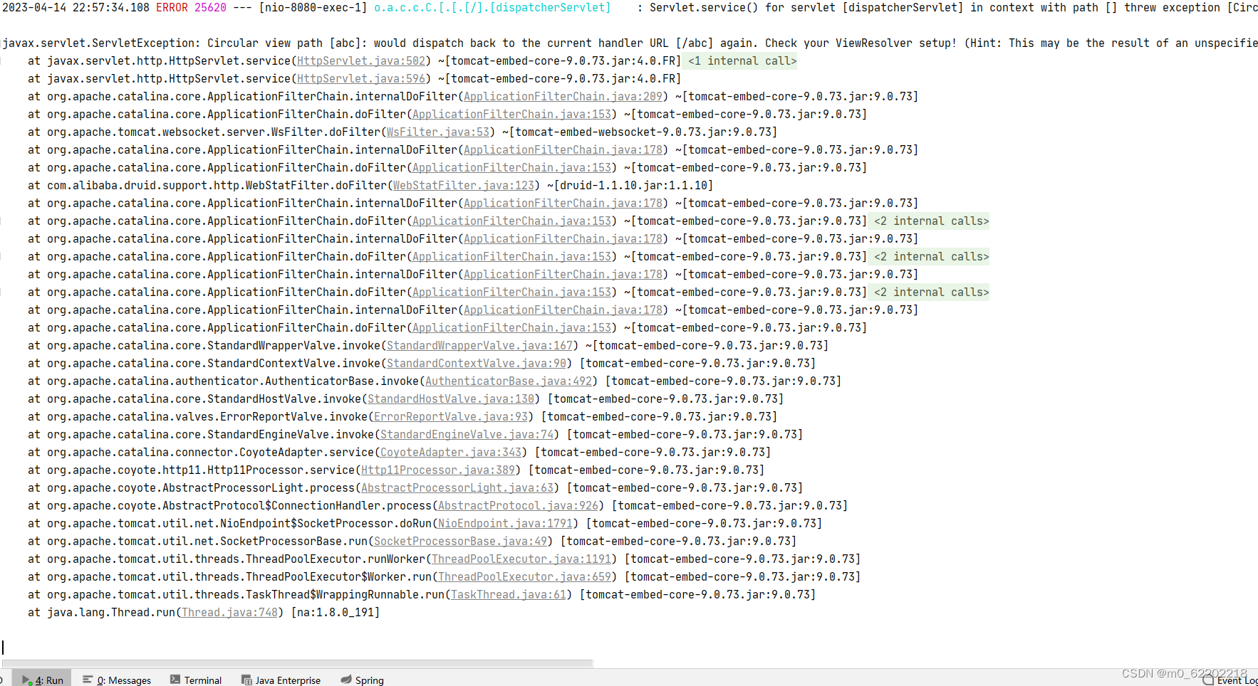 解决：Circular view path [abc]: would dispatch back to the current handler URL [/abc] again ...