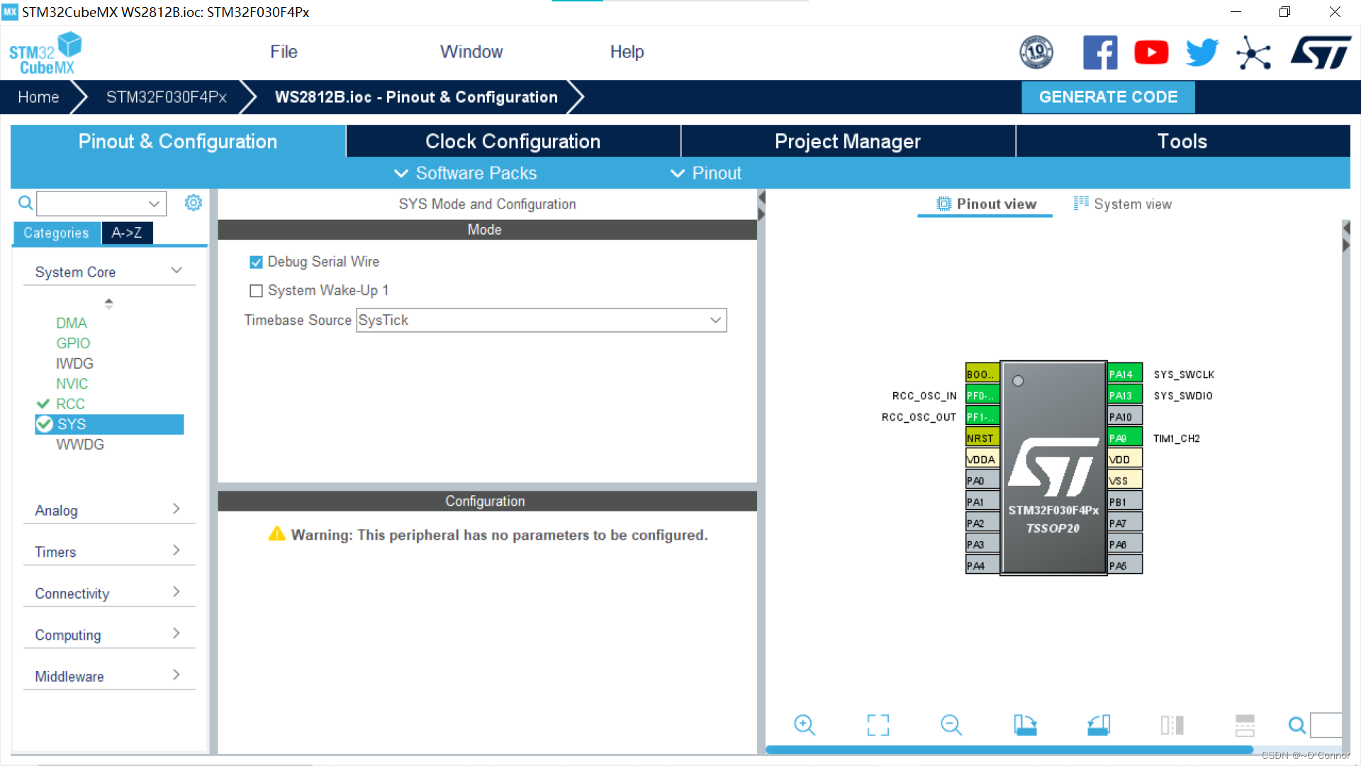 STM32 HAL库 PWM+DMA 驱动WS2812B彩灯(STM32F030F4P6)_stm32 dma pwm-CSDN博客