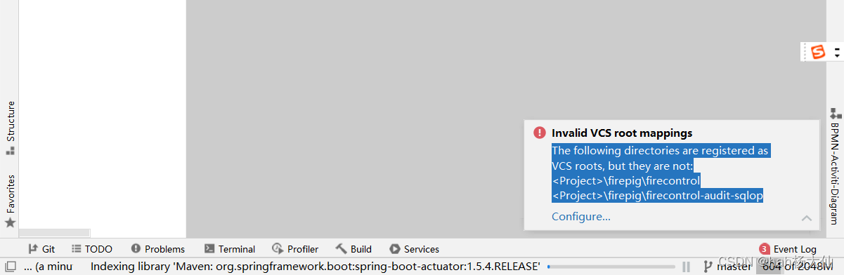 解决Invalid VCS root mappings:The following directories are registered as VCS roots, but they are ...