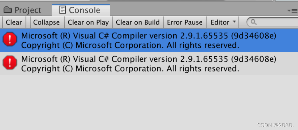 【Unity】Microsoft (R) Visual C# Compiler version 2.9.1.65535 (9d34608e)_micorsoft visual c ...