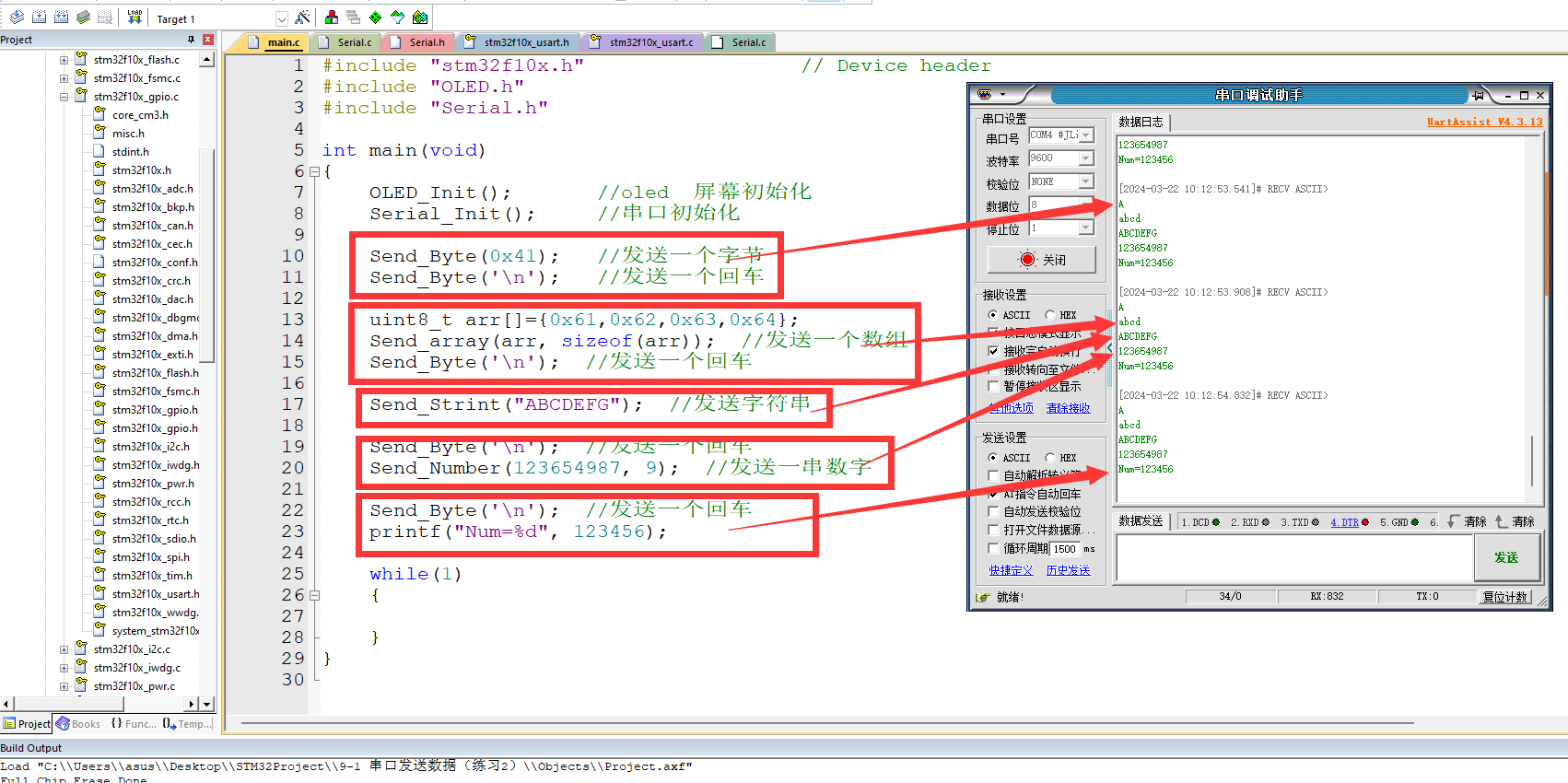 Stm32利用串口标准库发送字节,发送数组,发送字符串,发送数字,实现printf功能。stm32串口发送一个数组 Csdn博客