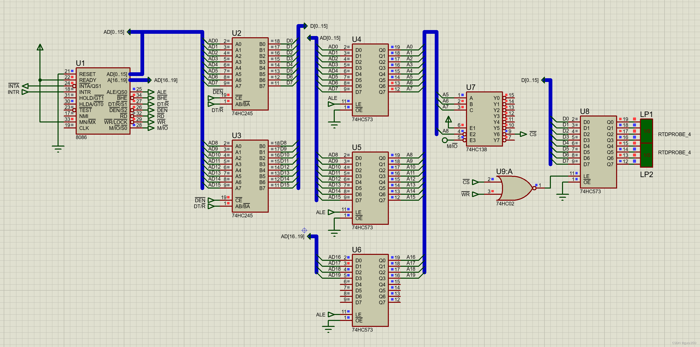 【Proteus】微机原理与接口技术课设：8086 最小模式下的最简硬件核设计_protues 8086引脚-CSDN博客