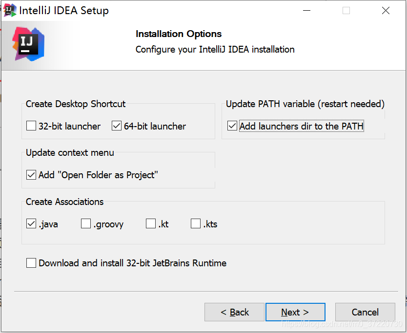 Win10安装IntelliJ IDEA教程_idea安装installation options-CSDN博客