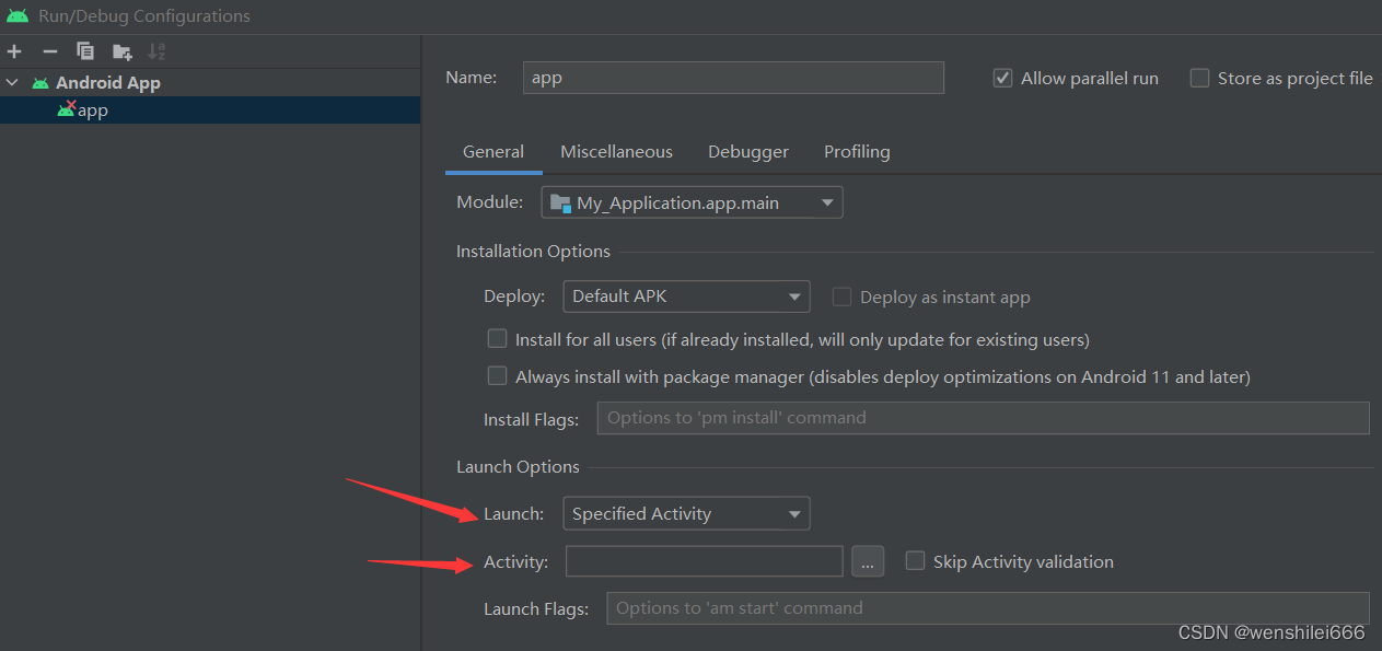 Could not identify launch activity: Default Activity not foundError while Launching ...