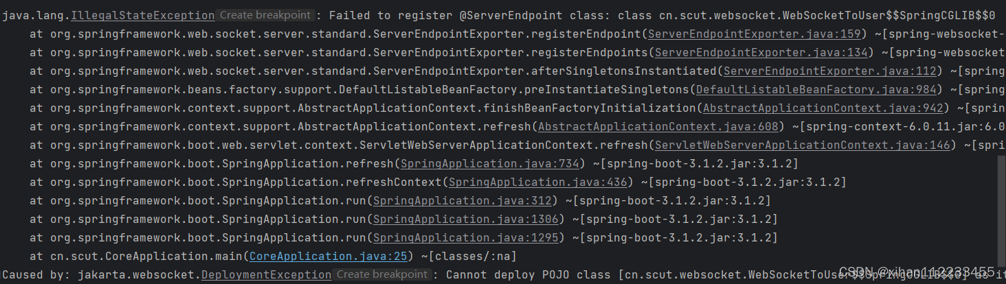 SpringBoot:Failed to register @ServerEndpoint class: xxx.WebSocketToUser$$SpringCGLIB$$0问题解决-CSDN博客