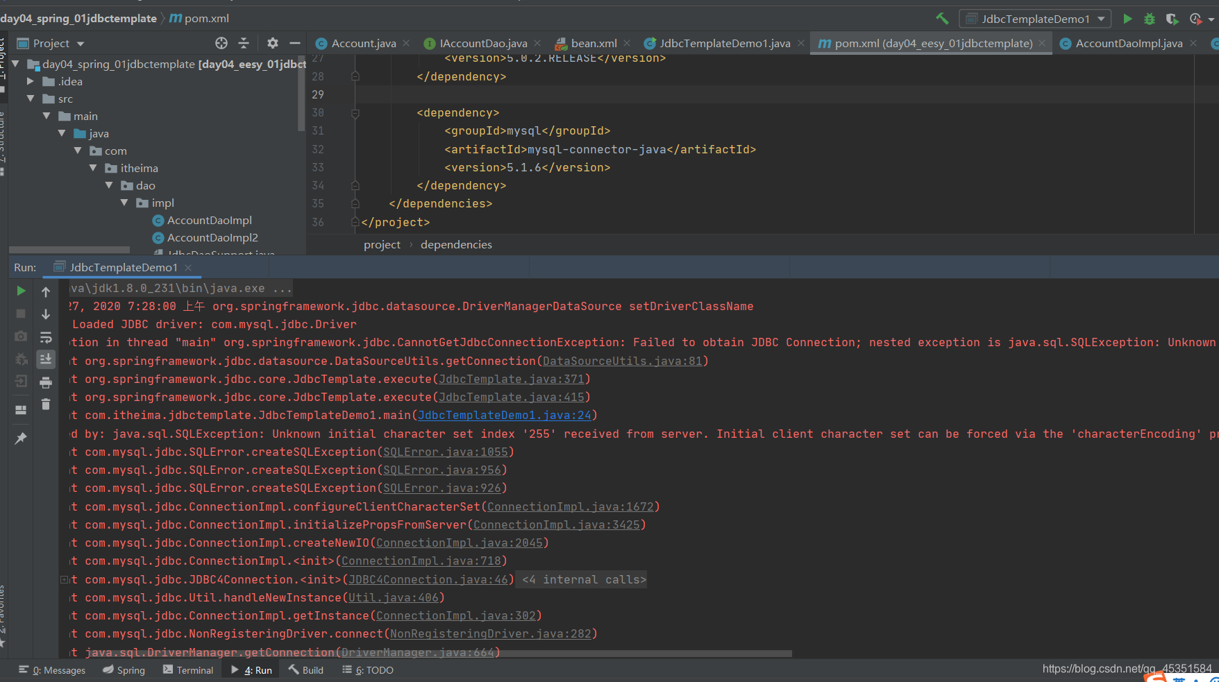 org.springframeworkjdbcCannotGetJdbcConnectionException_exception in thread "main" org ...
