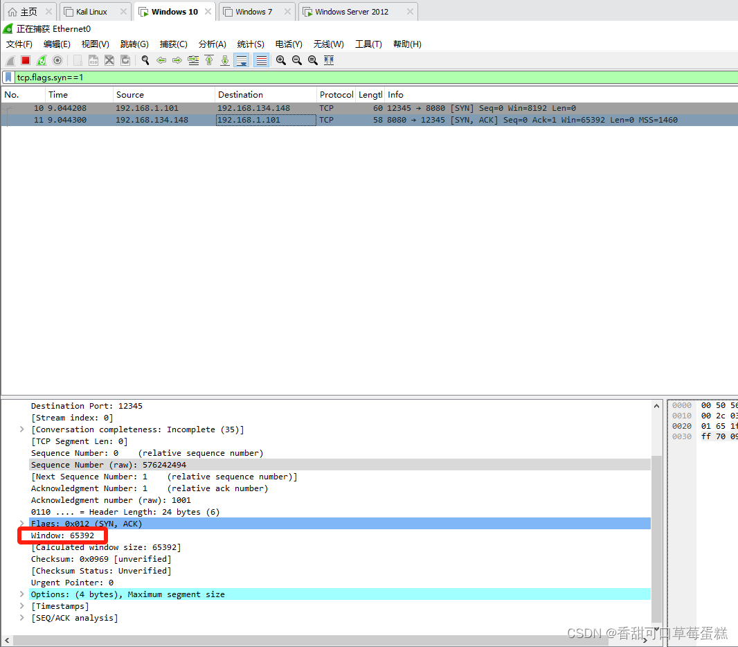使用 Scapy 库编写 Tcp 窗口大小探测攻击脚本使用scapy构造一个tcp连接请求向靶机发送验证靶机系统的80端口是否开启。 Csdn博客