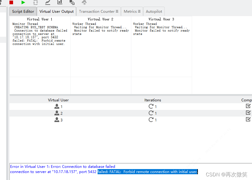 咨询问题-关于hammerdb使用中的一些问题，创建用户时报错failed: FATAL: Forbid remote connection with initial user.为什么-CSDN博客