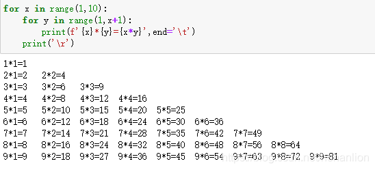 使用python制作九九乘法表的五种方法python99乘法表编程 Csdn博客 2188