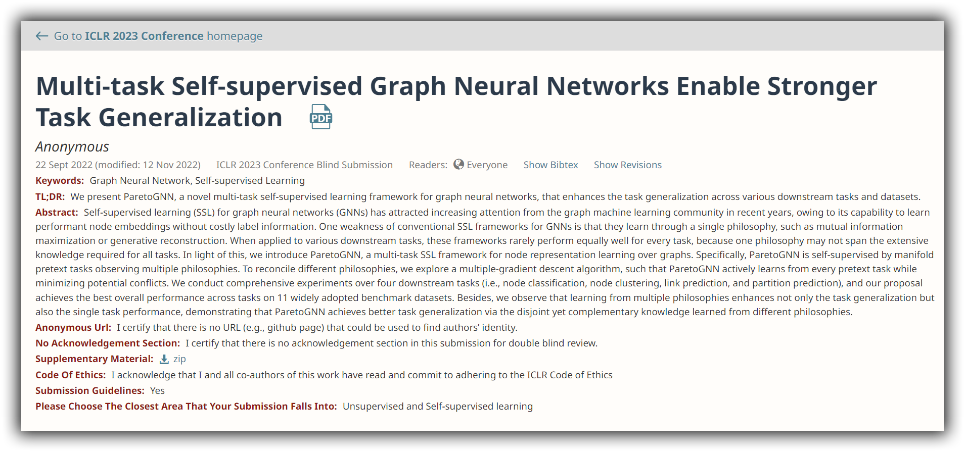 学习笔记 | 2023 ICLR ParetoGNN 多任务自监督图神经网络实现更强的任务泛化_multi-task self-supervised graph neural networks ...