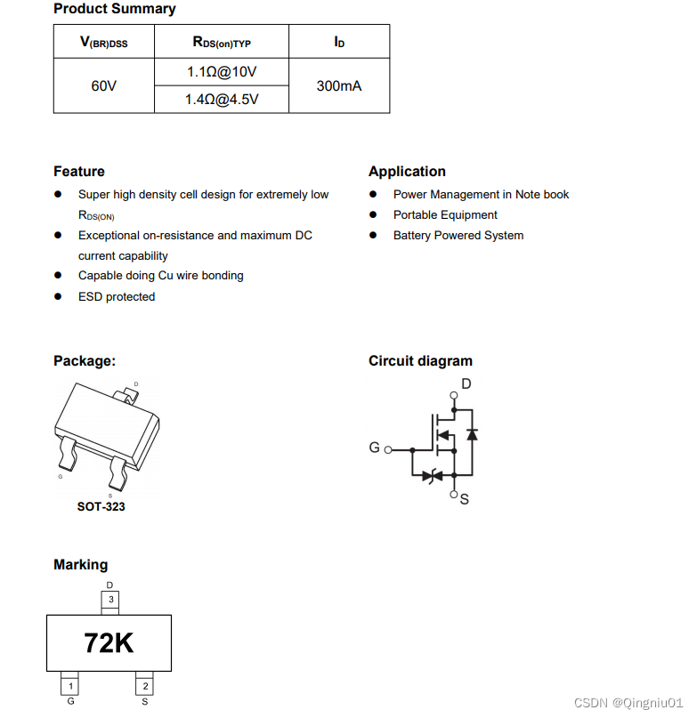 中低压MOSFET 2N7002KW 60V 300mA 双N通道 SOT-323封装-CSDN博客
