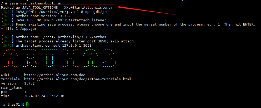 arthas启动报错：[ERROR] Start arthas failed,exception stack trace-CSDN博客