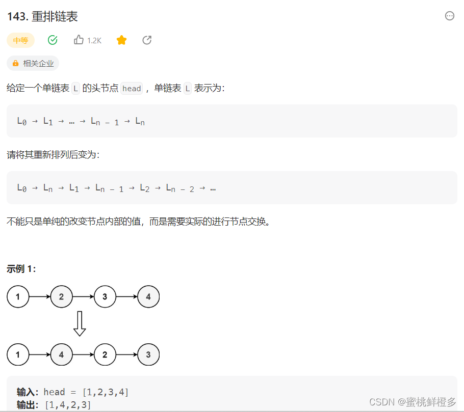 leetcode.143. 重排链表.详解笔记.-CSDN博客