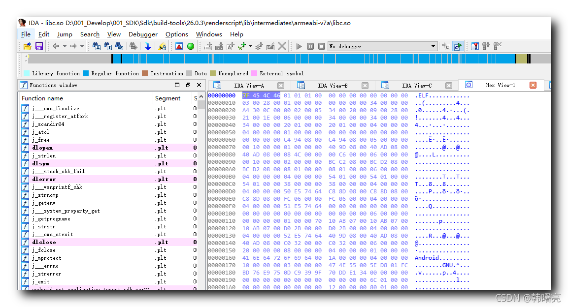 【Android 逆向】IDA 工具使用 ( 同步指定的 IDA View 视图 | Hex View 数据格式 | 过滤设置 )_ida ...